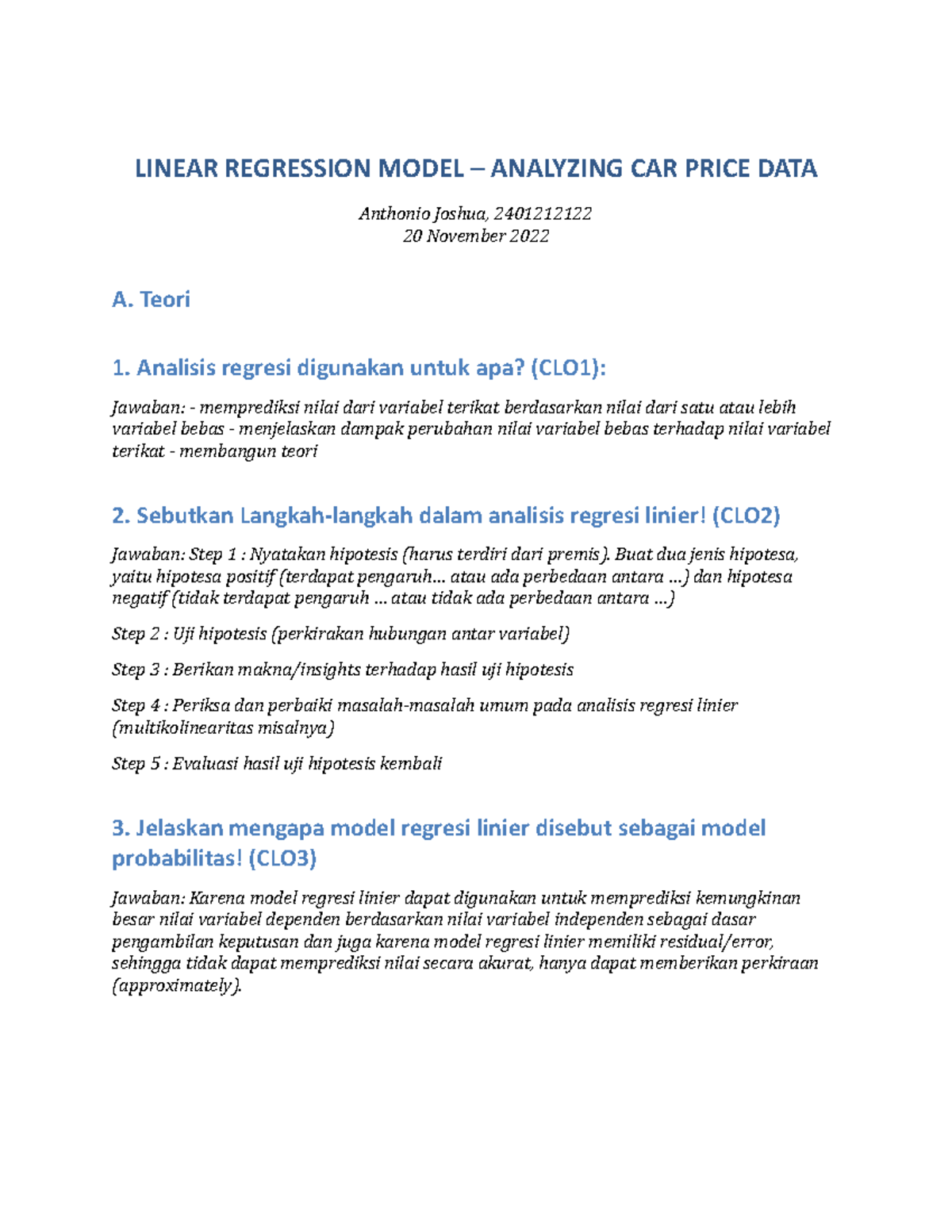 Linear Regression Model – Analyzing CAR Price DATA - LINEAR REGRESSION MODEL – ANALYZING CAR ...