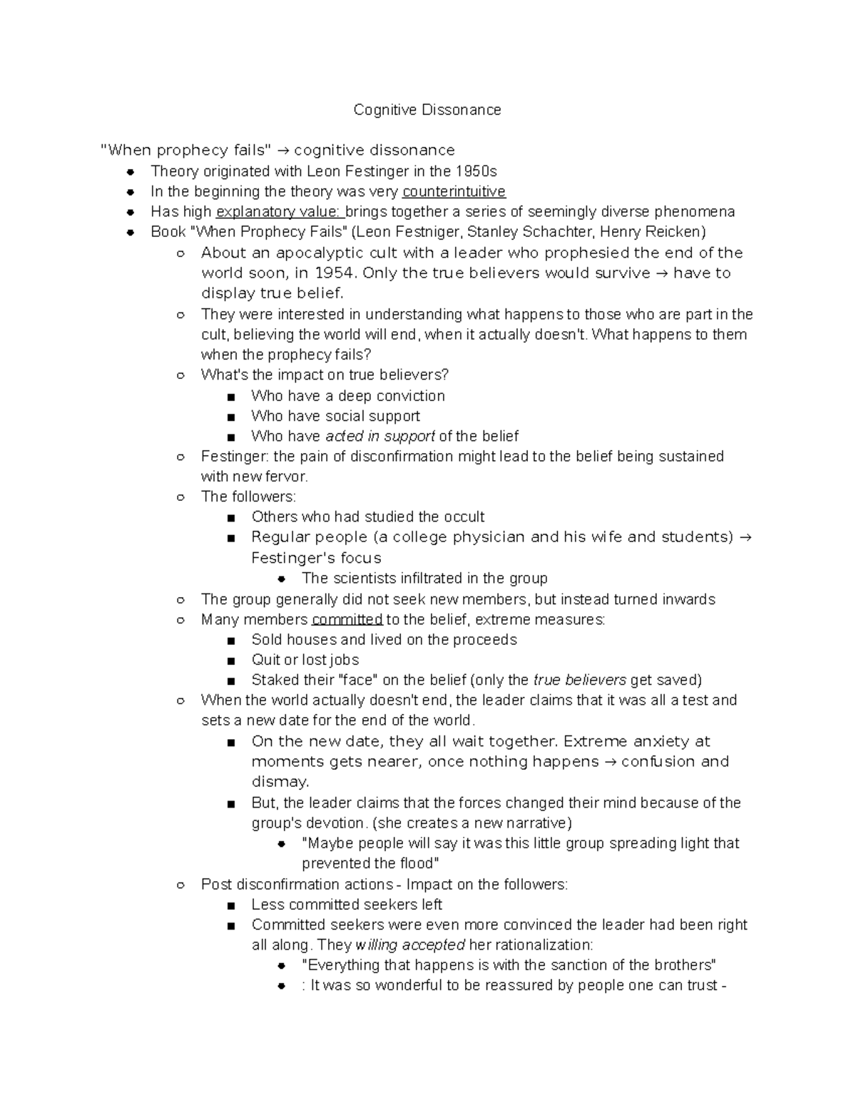 Cognitive Dissonance - lecture notes Professor Geoff Goodwin ...