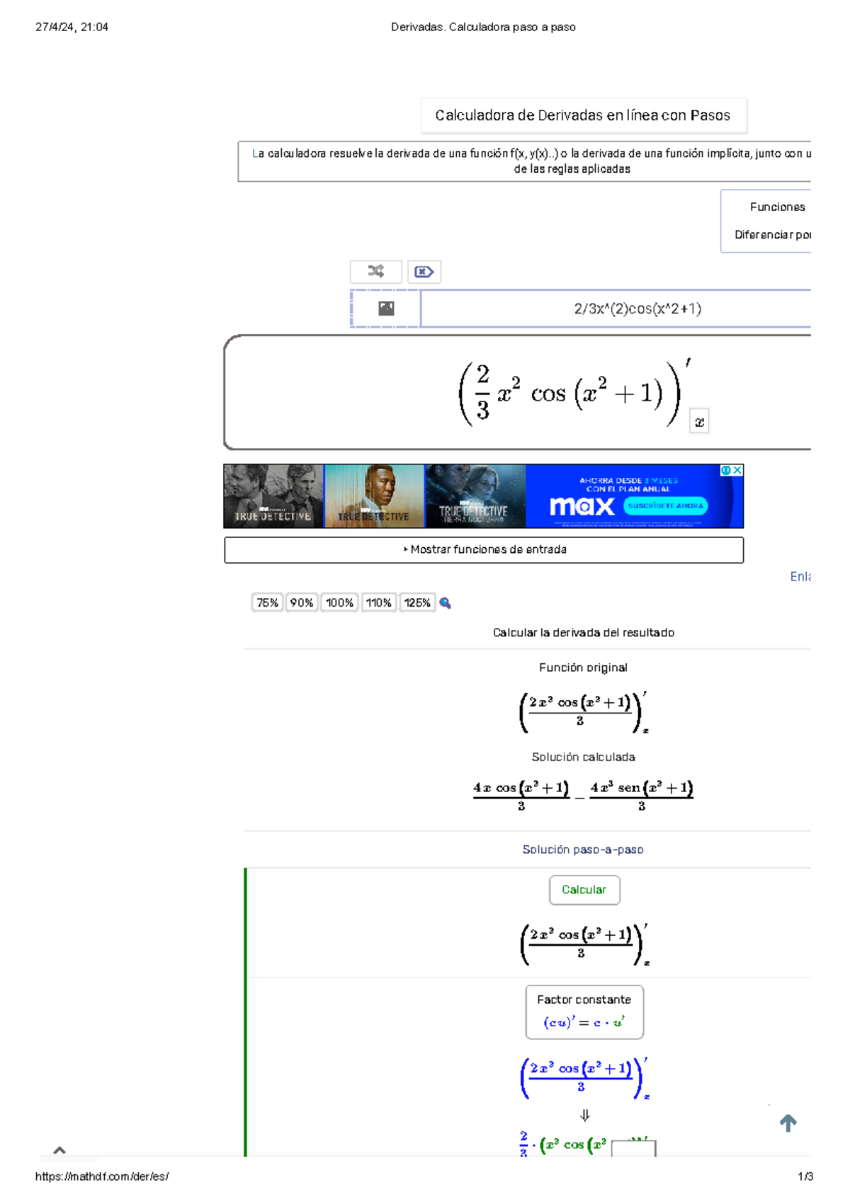 Derivadas. Calculadora paso a paso - Calculadora de Derivadas en línea con Pasos La calculadora ...