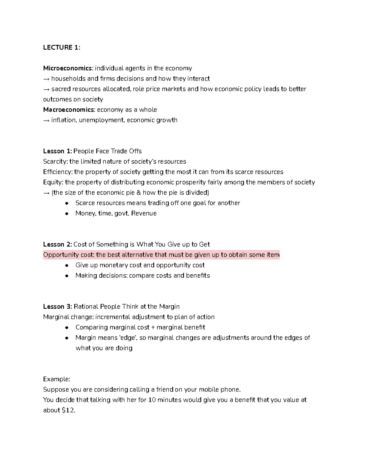 Economics Lecture notes - LECTURE 1: Microeconomics : individual agents ...