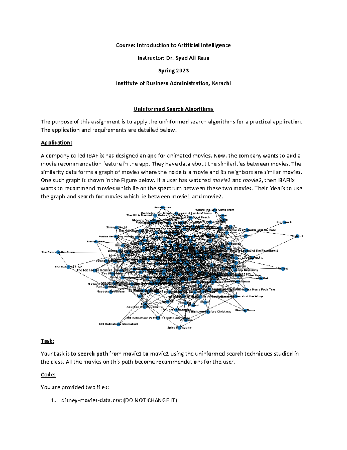 A1 description - its my doc. - Course: Introduction to Artificial ...