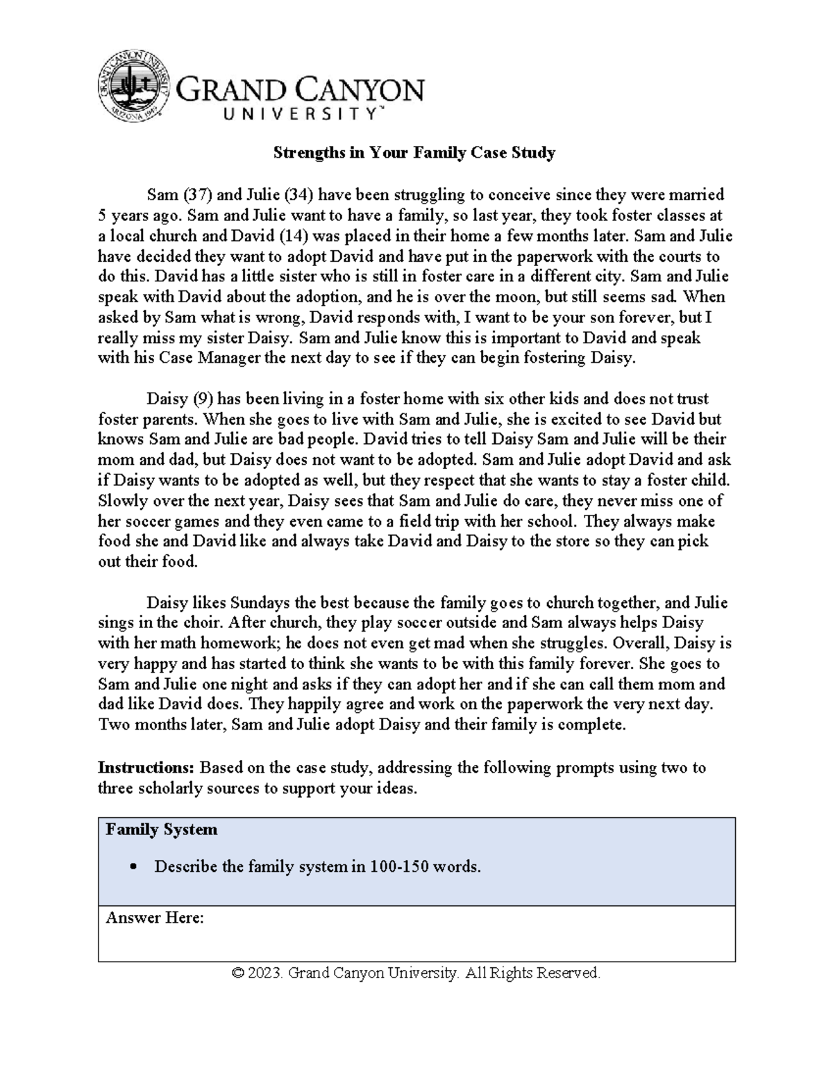 BHS-430 Family Case Study - Strengths in Your Family Case Study Sam (37 ...