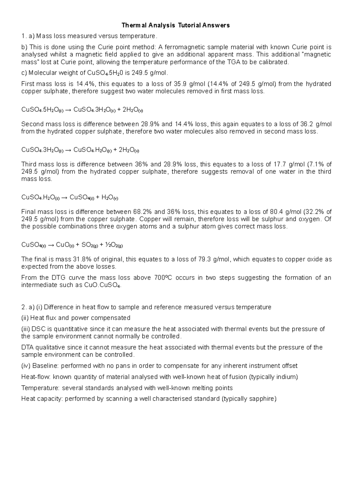 Thermal Analysis Tutorial Answers Final - Thermal Analysis Tutorial ...