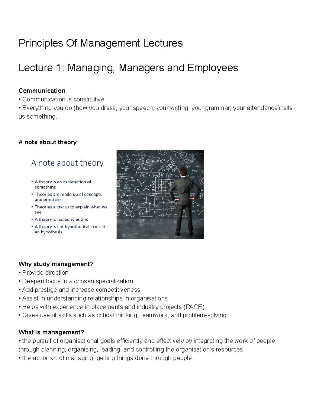 MGMT1002 Principles Of Management Lectures - Principles Of Management ...