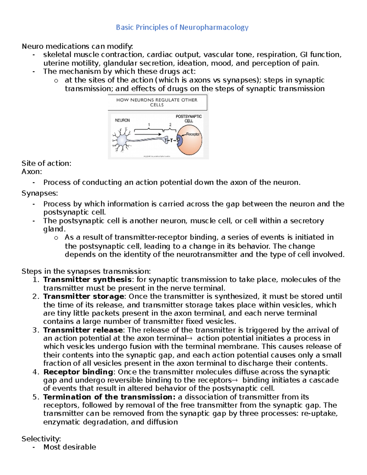 PNS Part 1 - PNS medication - Basic Principles of Neuropharmacology ...