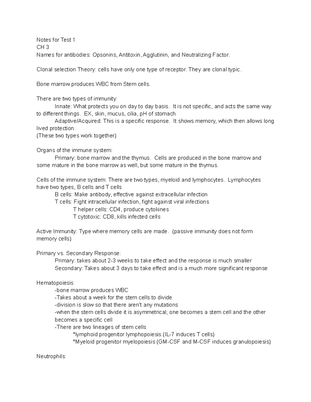 Immunology Test 1 chapter 3 - Notes for Test 1 CH 3 Names for ...