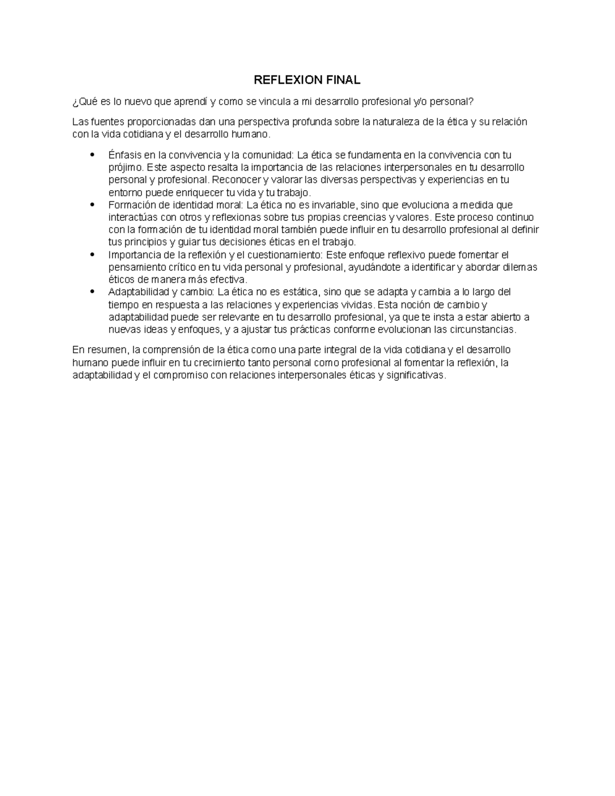 Reflexion Final - REFLEXION FINAL ¿Qué es lo nuevo que aprendí y como ...