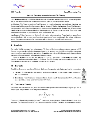 LAB5 BPFnulling Filters - DSP First, 2e Signal Processing First Lab P-12: Frequency Response ...