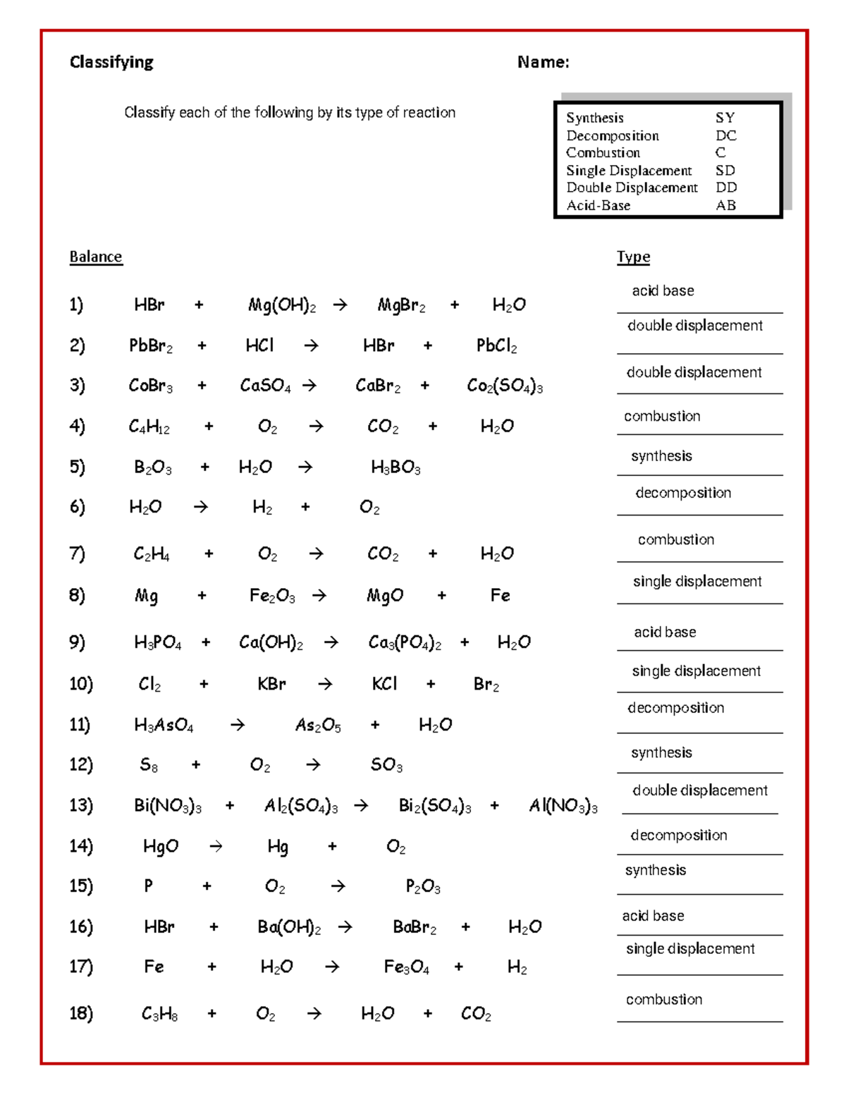 Kami Export - Juliet Amezcua - 13. Classifying Chemical Reactions ...