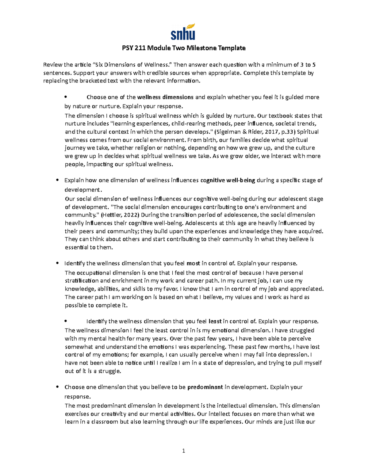 PSY 211 Module Two Milestone Template - PSY 211 Module Two Milestone Template Review the article ...