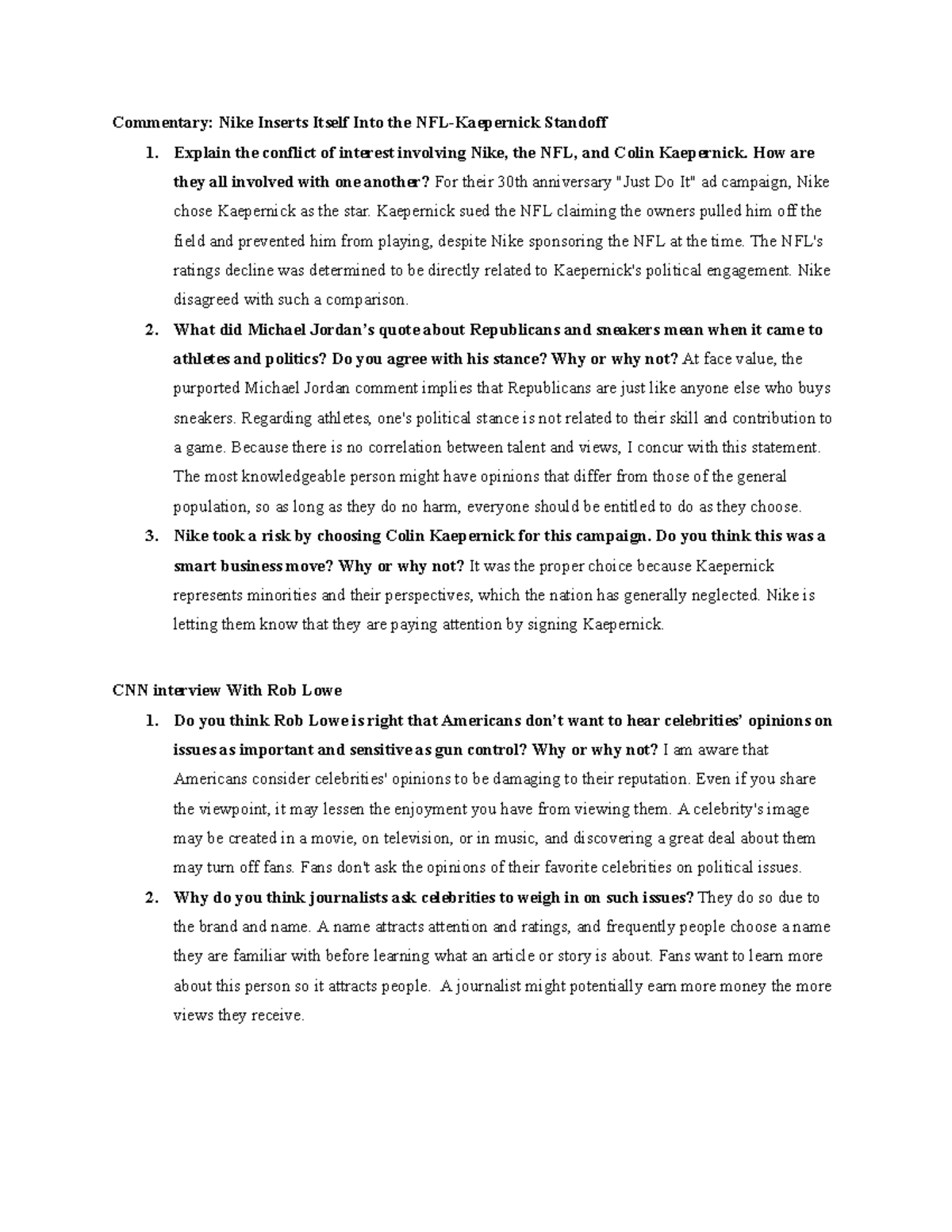 Sports and Entertainment Unit 10 Lab - Commentary: Nike Inserts Itself ...