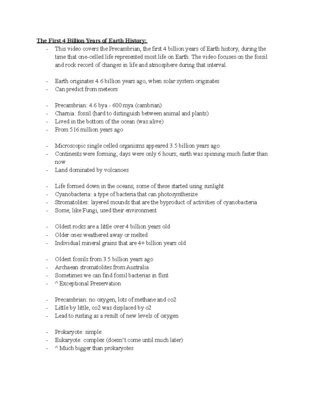 Module 4 Notes - The First 4 Billion Years of Earth History: - This ...