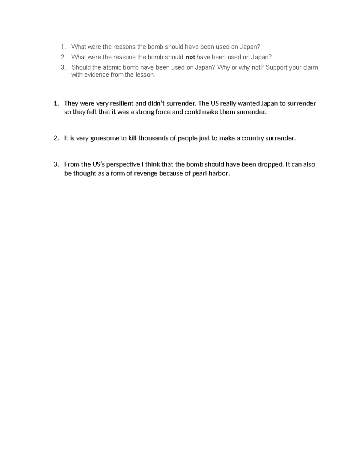 What were the reasons the bomb should have been used on Japan - 1. What ...