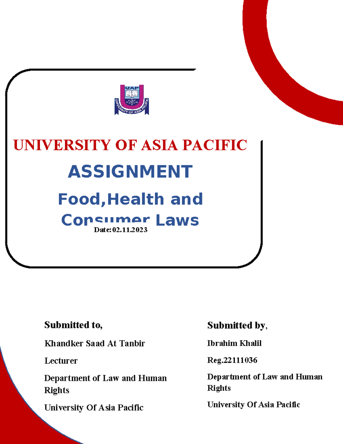 Food Safety Assignment Story ibrahim - UNIVERSITY OF ASIA PACIFIC ...