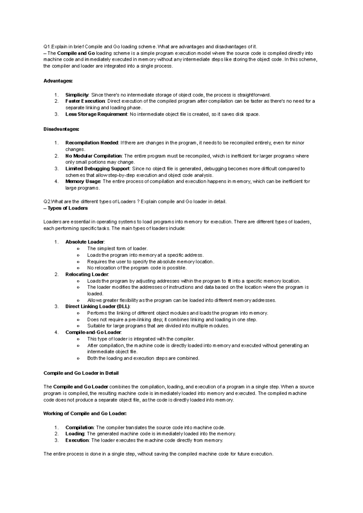 Spos notes unit 3-4-5-6 - Q1 in brief Compile and Go loading scheme ...