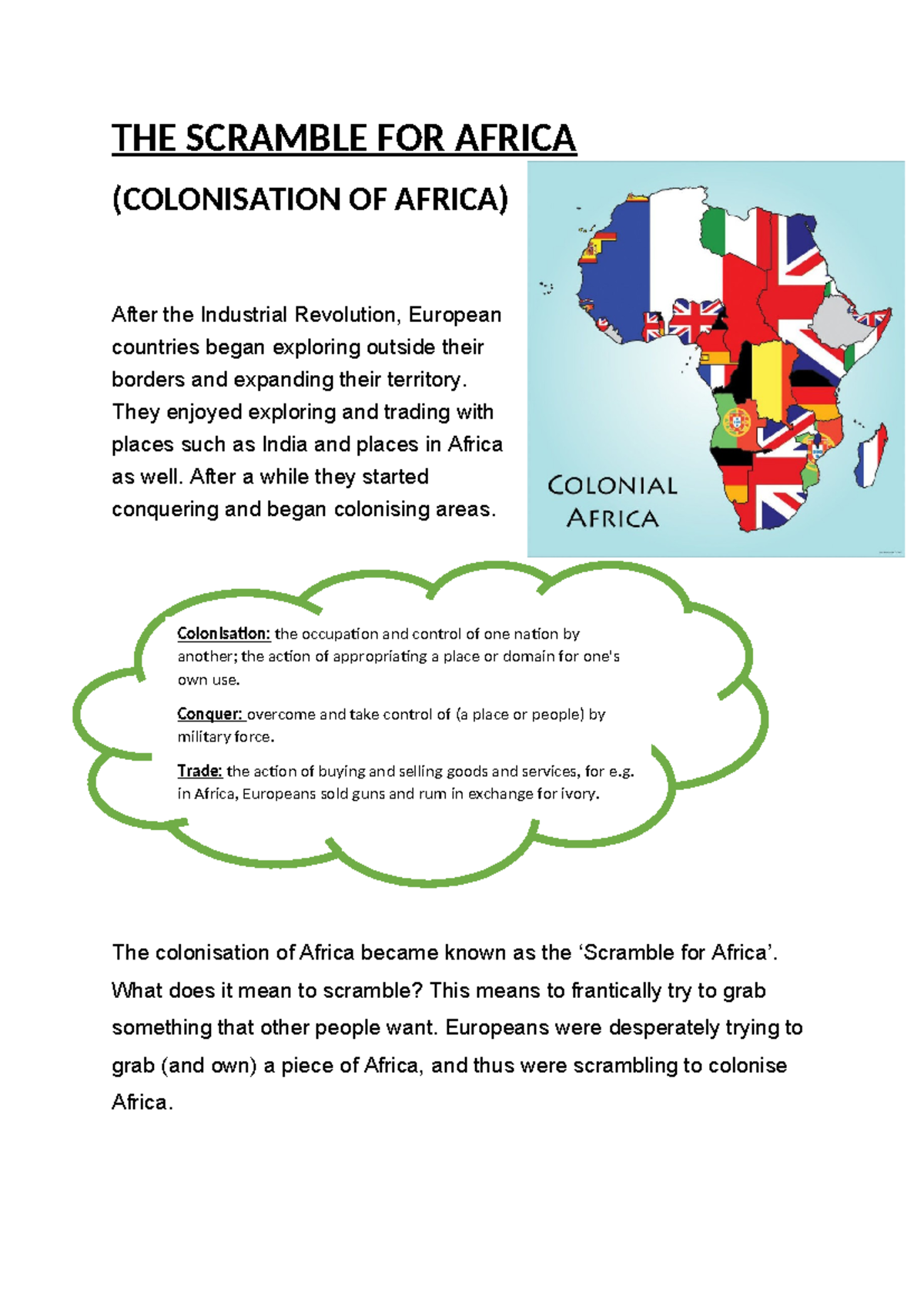 THE Scramble FOR Africa - THE SCRAMBLE FOR AFRICA (COLONISATION OF ...