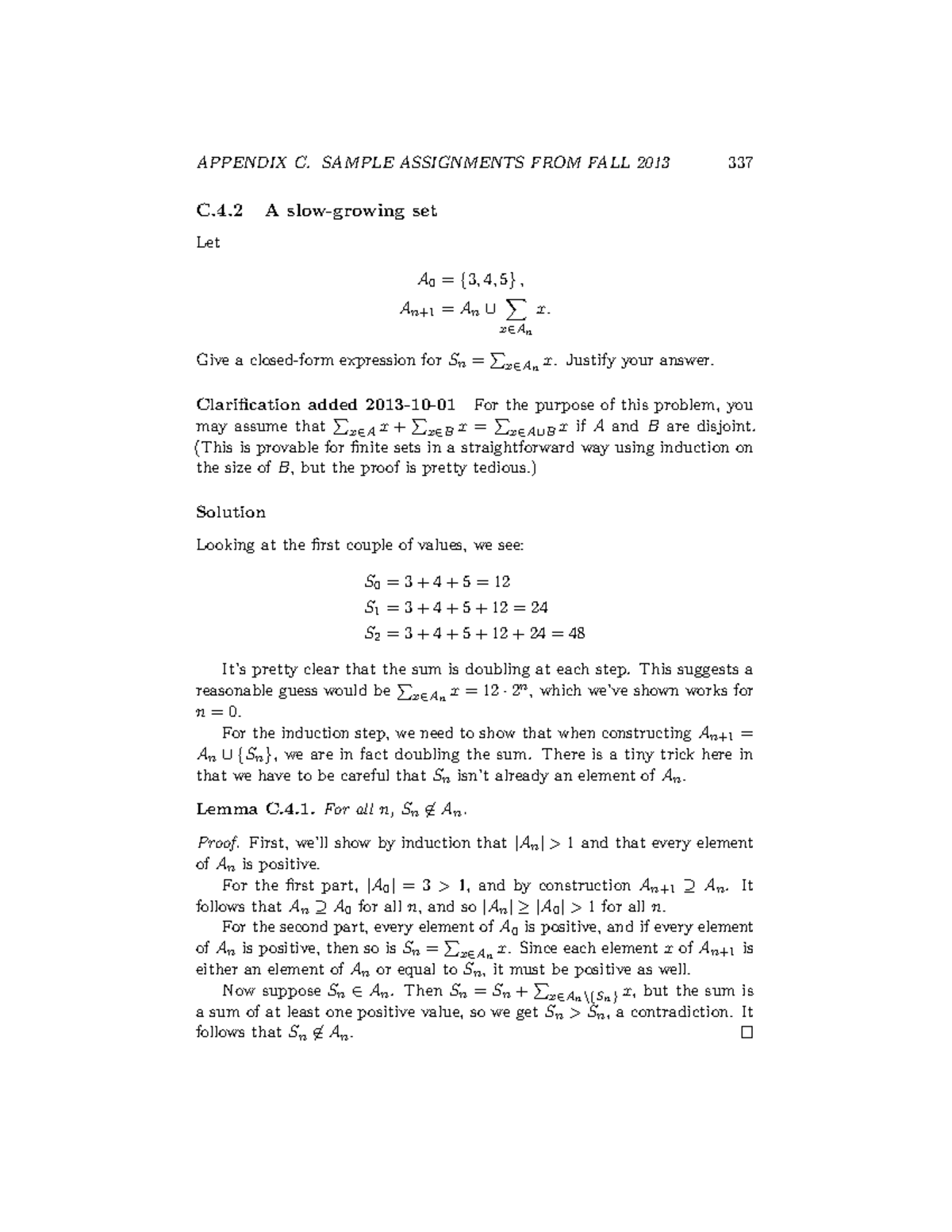 Double factorials - C.4 A slow-growing set Let A 0 ={ 3 , 4 , 5 } , An ...
