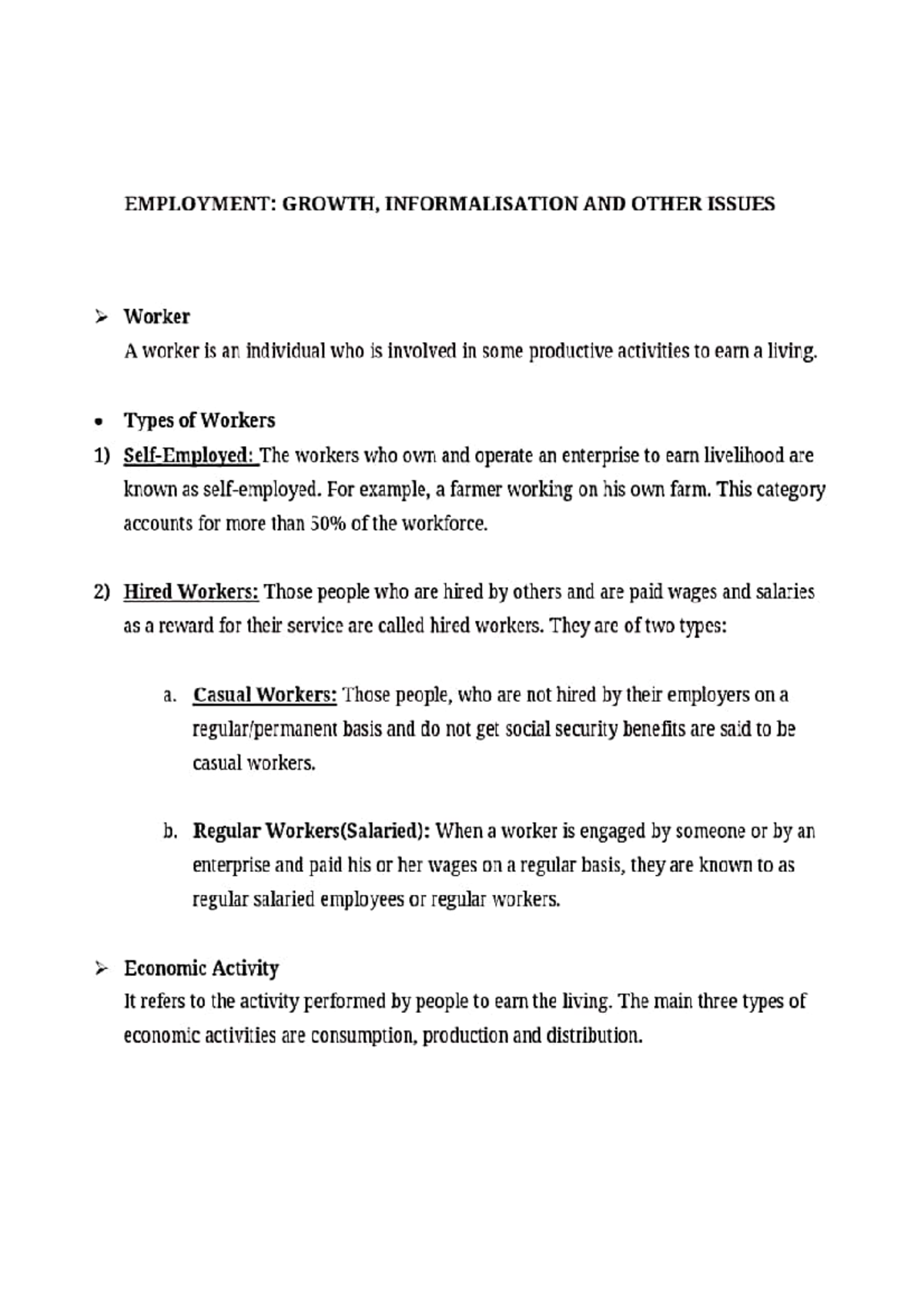 7 - Employment: growth, informalisation and other issues - Economics ...