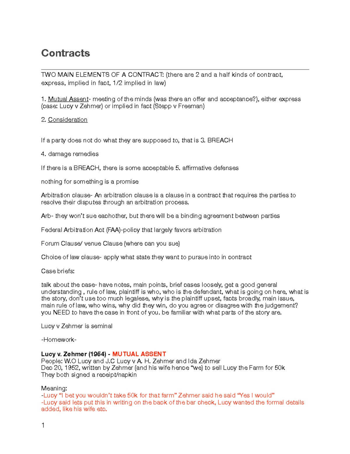 Contracts - Contract Law Attack Exam Prep Outline - Contracts TWO MAIN ...