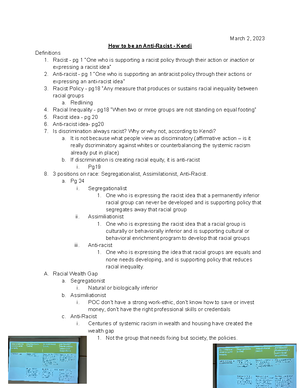 Soc 313 notes - Dr. Sarah Whetstone - Lecture 4 Race - refers to ...