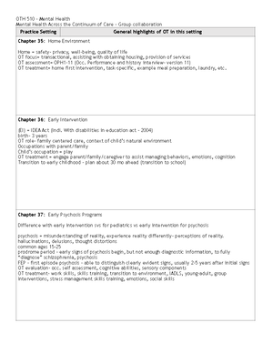 510 - Mental Health Settings - Settings OT Role OT Intervention Home ...