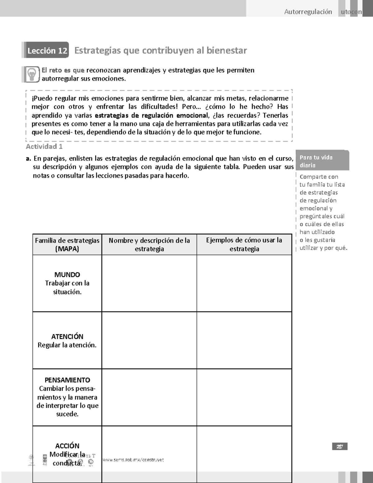 Lección 12 - ... - Autorregulación utoconoc Lección 12 Estrategias que ...