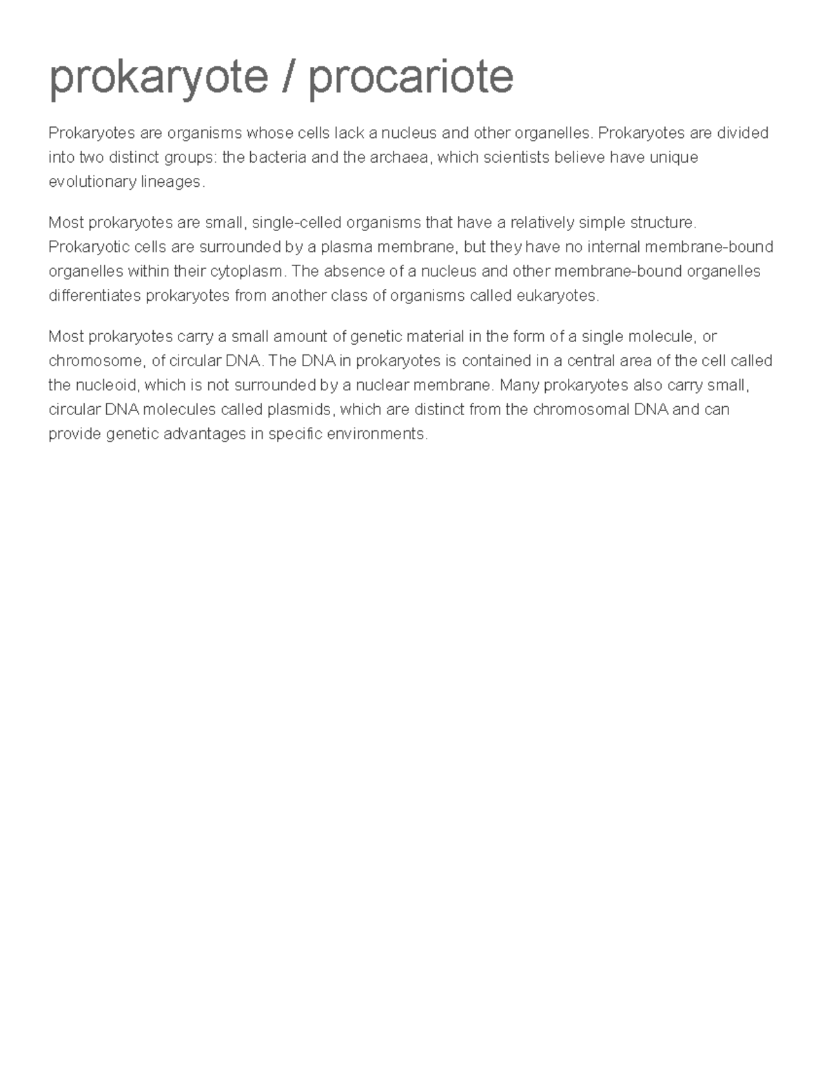 Prokaryotic cells and its importance - prokaryote / procariote ...