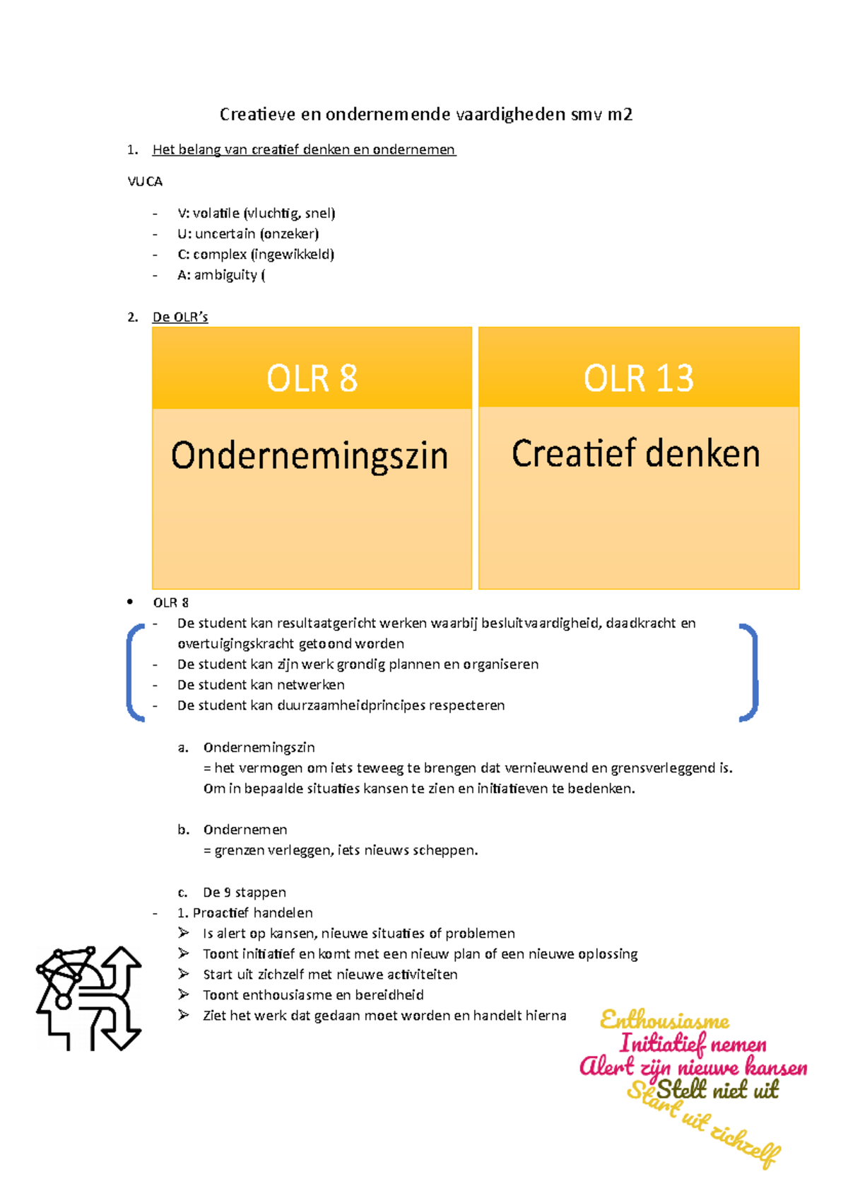 Creatieve en ondernemende vaardigheden smv m2 - Ondernemingszin = het ...