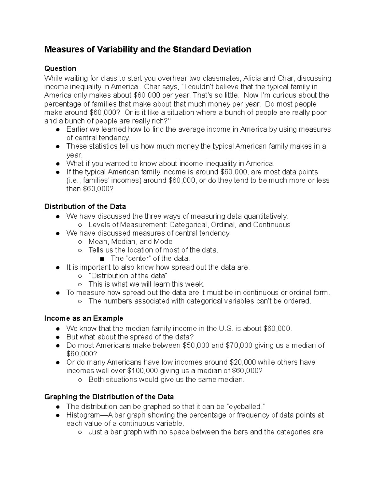 Measures of Variability and Standard Deviation SOCY 272 - Measures of ...