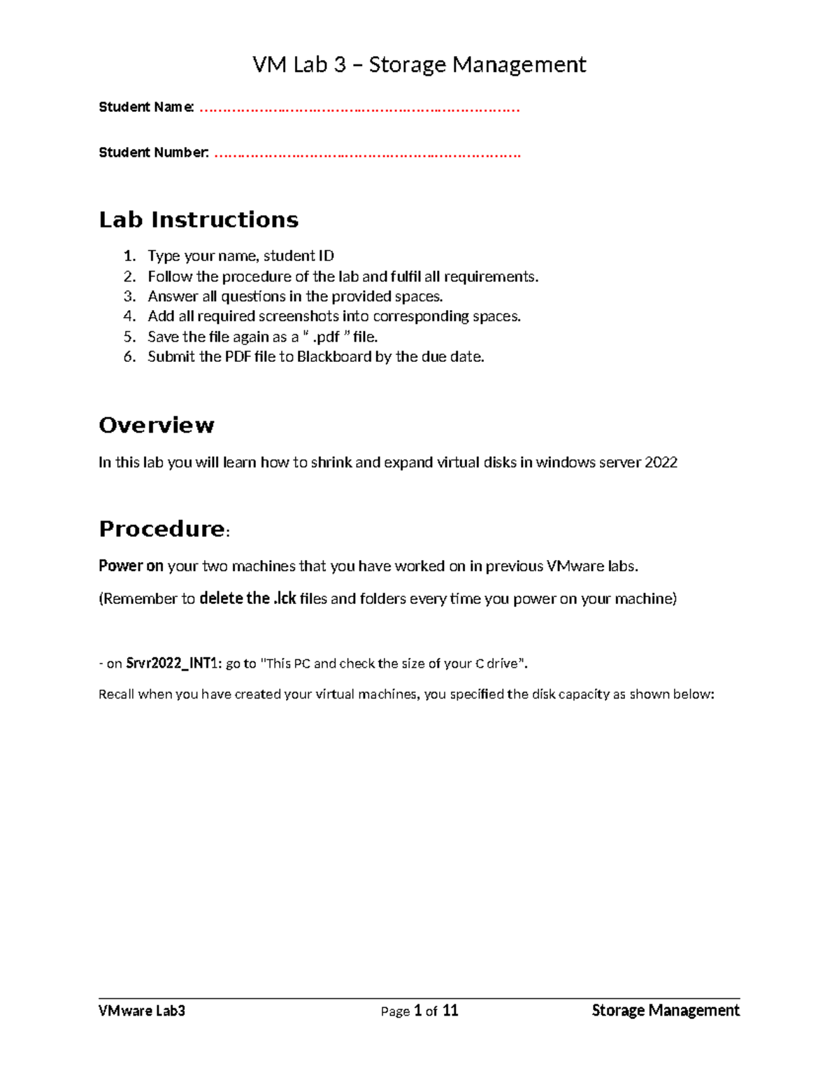 LAB 5 - VM Lab Module 3 - Storage Managementlab - Student Name: - Studocu
