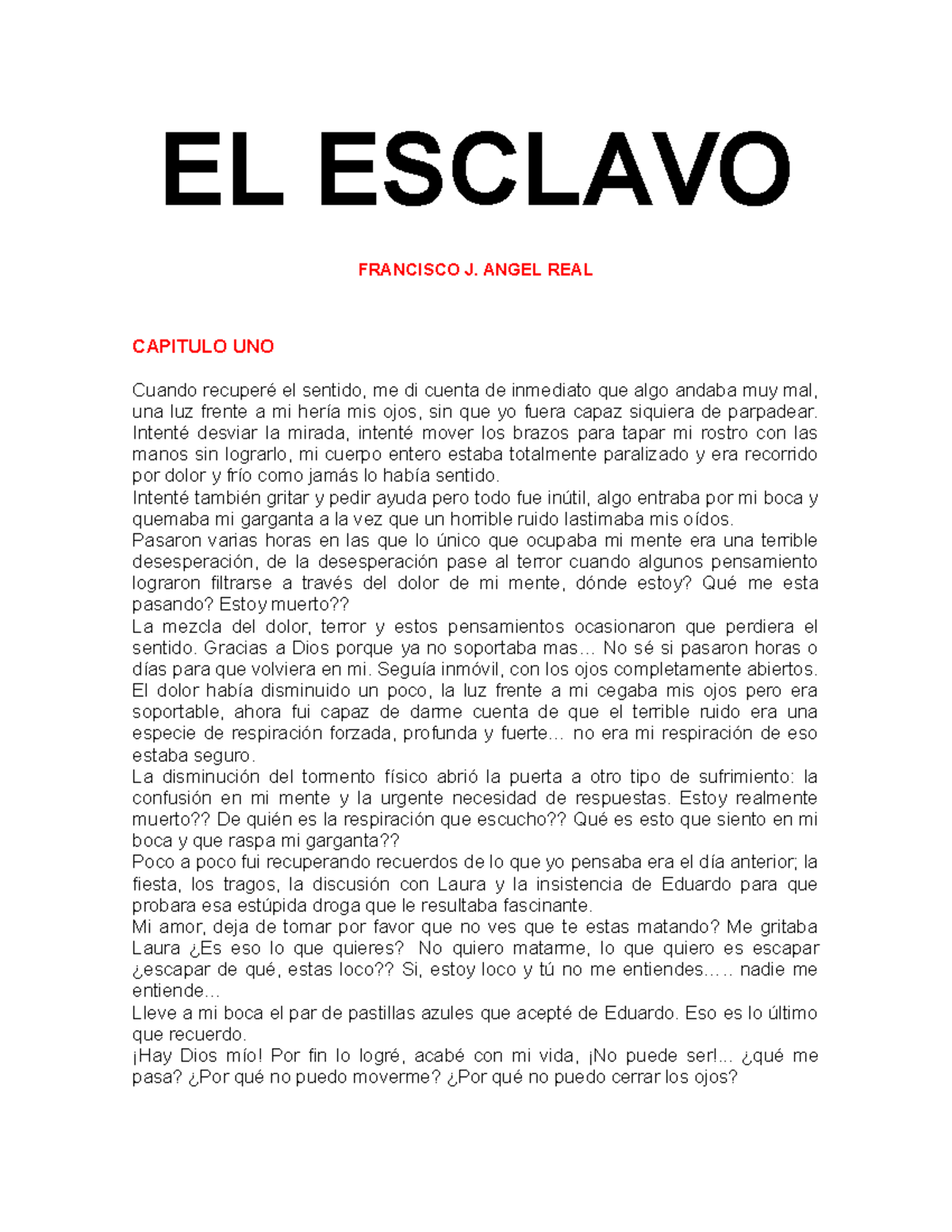 El Esclavo Libro De Francisco J Angel Real El Esclavo Francisco J
