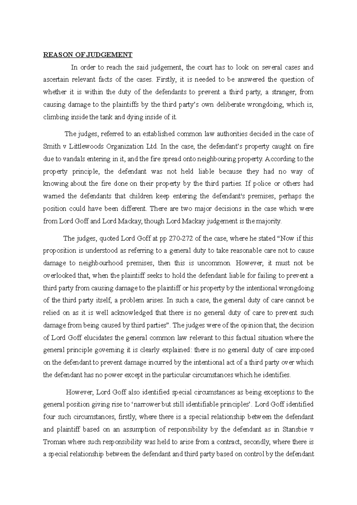 Reason of Judegement - REASON OF JUDGEMENT In order to reach the said ...