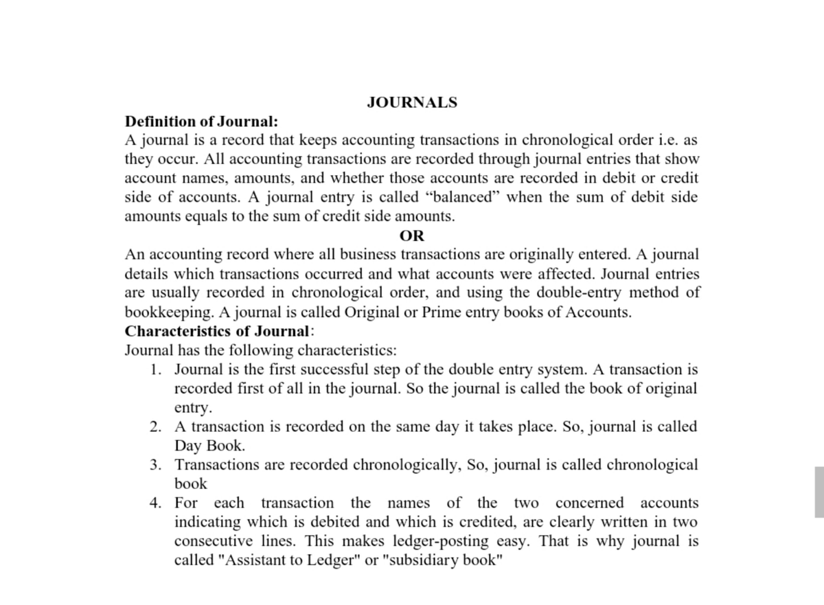 Basic concepts- Journals - JOURNALS Definition of Journal: A journal is ...