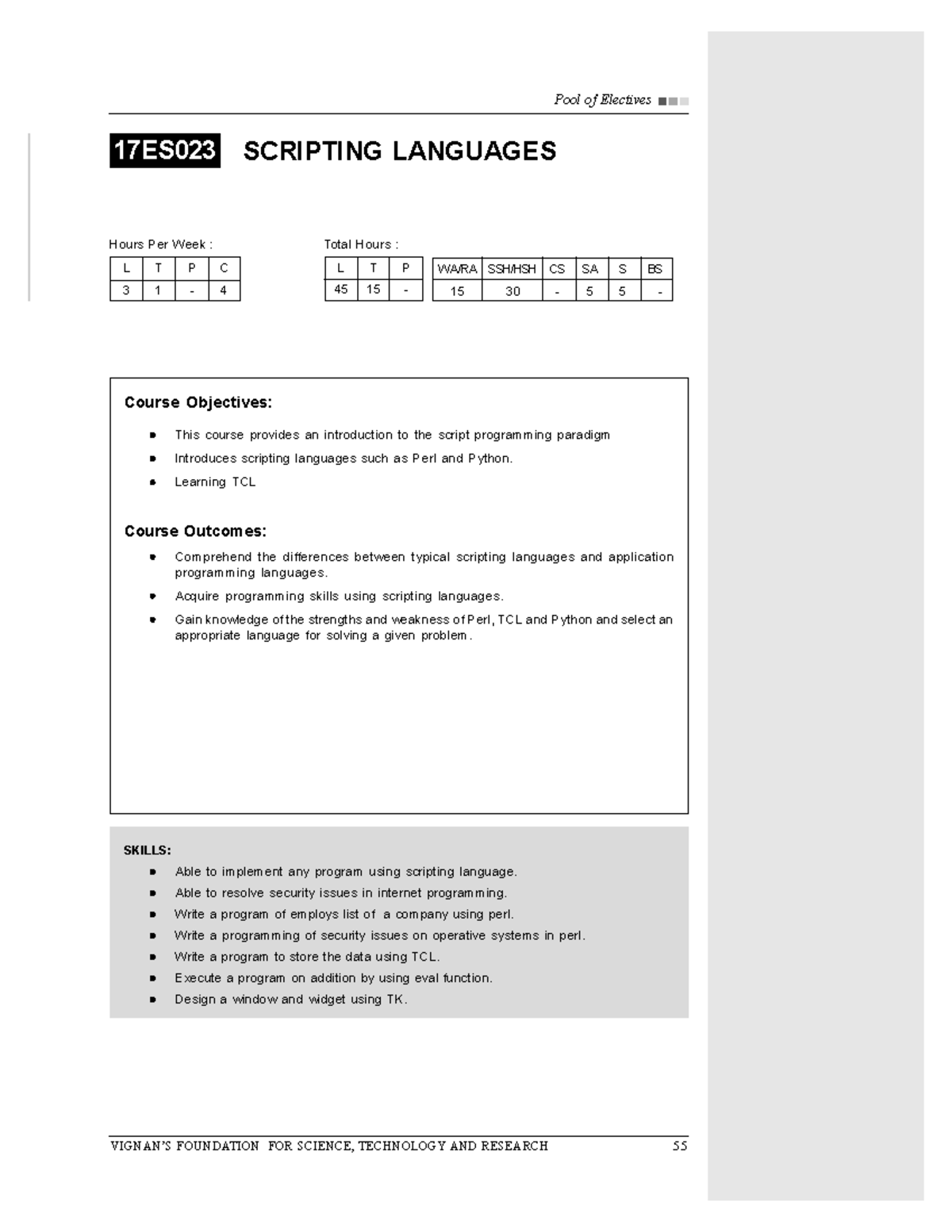 Perl Java tool command language - VIGNAN S FOUNDATION FOR SCIENCE ...