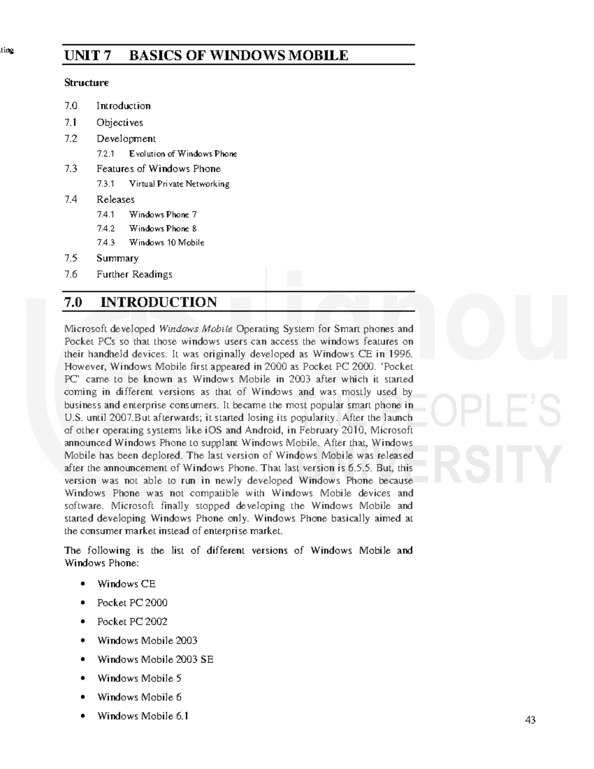 UNIT 7 Basics OF Windows Mobile - Basics of Windows Mobile ating UNIT 7 ...