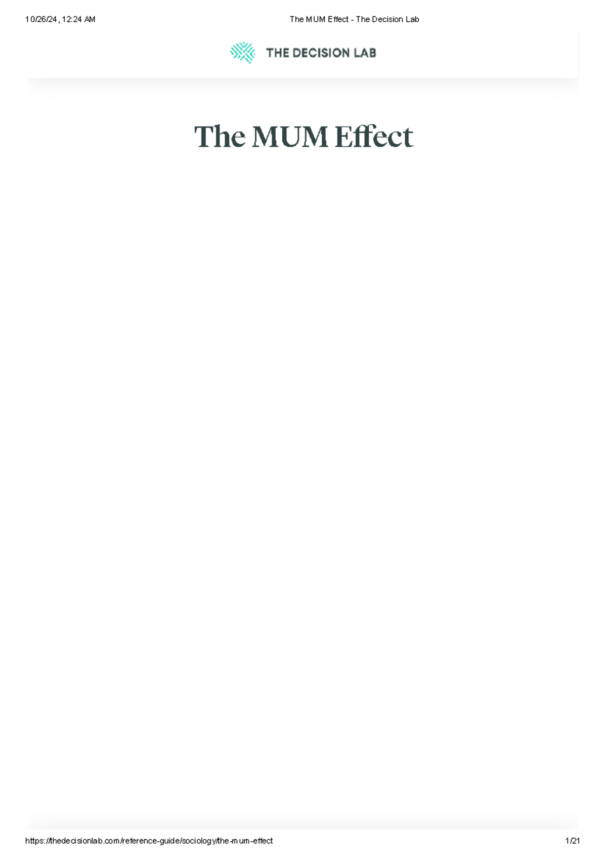 The MUM Effect - The Decision Lab - The MUM Effect The Basic Idea ...
