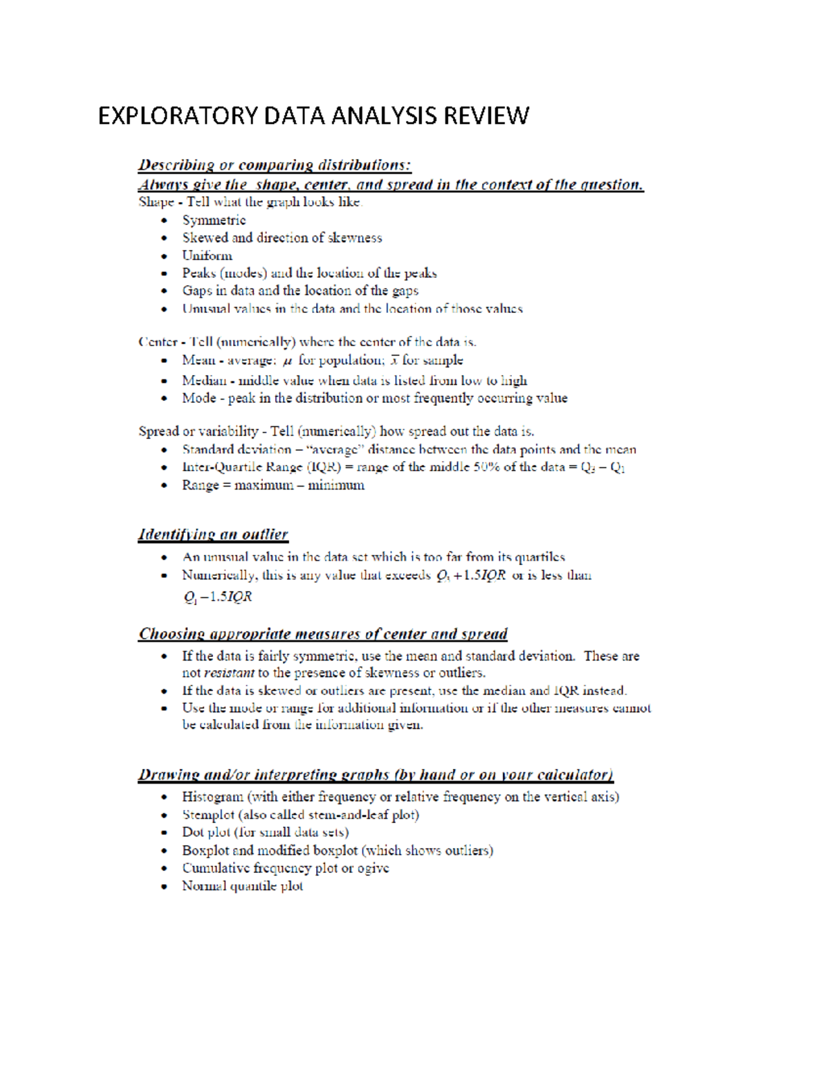 Exploratory Data Analysis Review - EXPLORATORY DATA ANALYSIS REVIEW ...