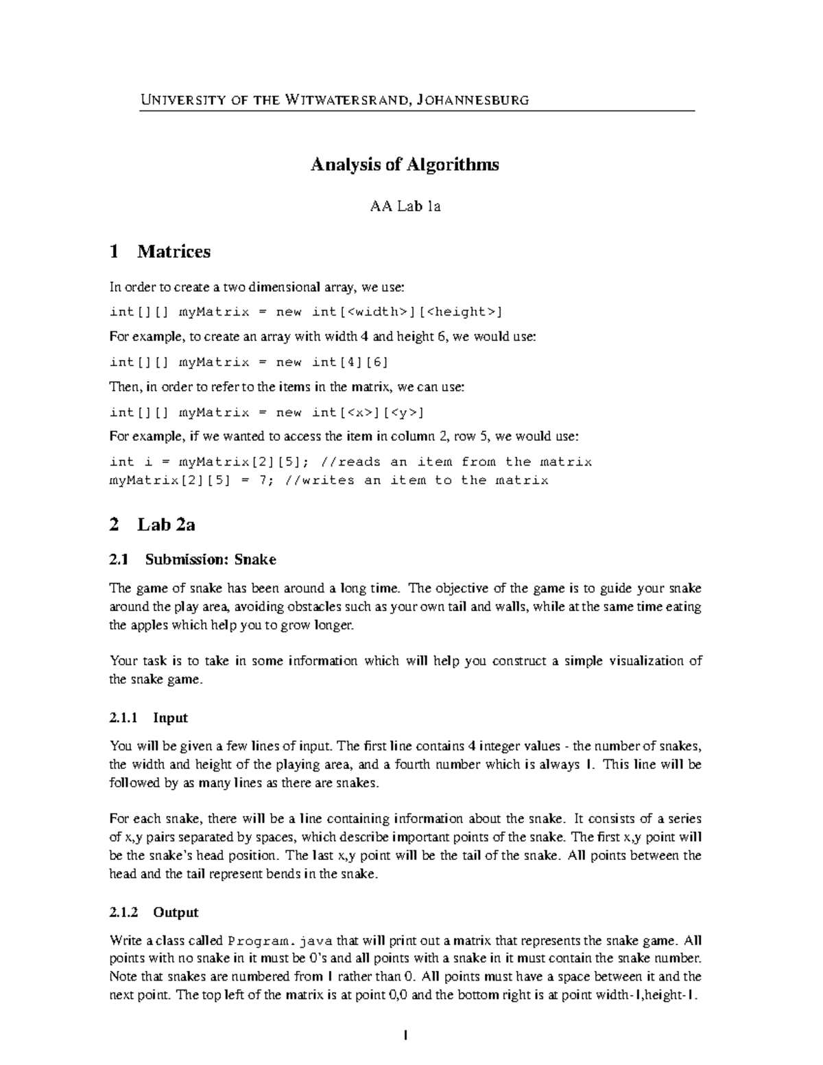 Lab1a - Computer labs for Computer Science. - UNIVERSITY OF THE ...