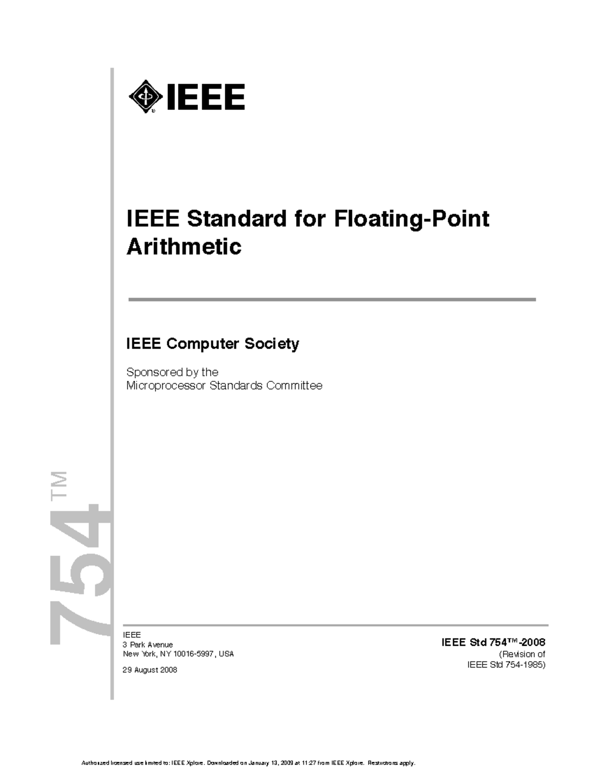 IEEE 2008 - IEEE Std 754™- (Revision of IEEE Std 754-1985) IEEE ...