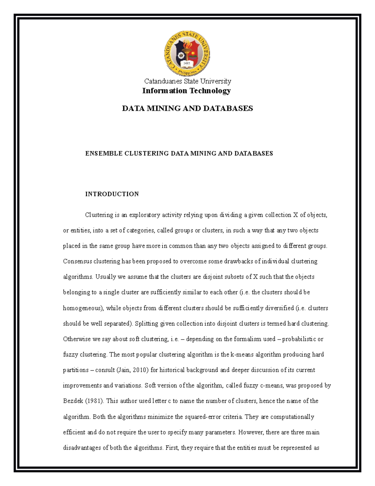 Ensemble Clustering Data Mining And Databases Information Technology