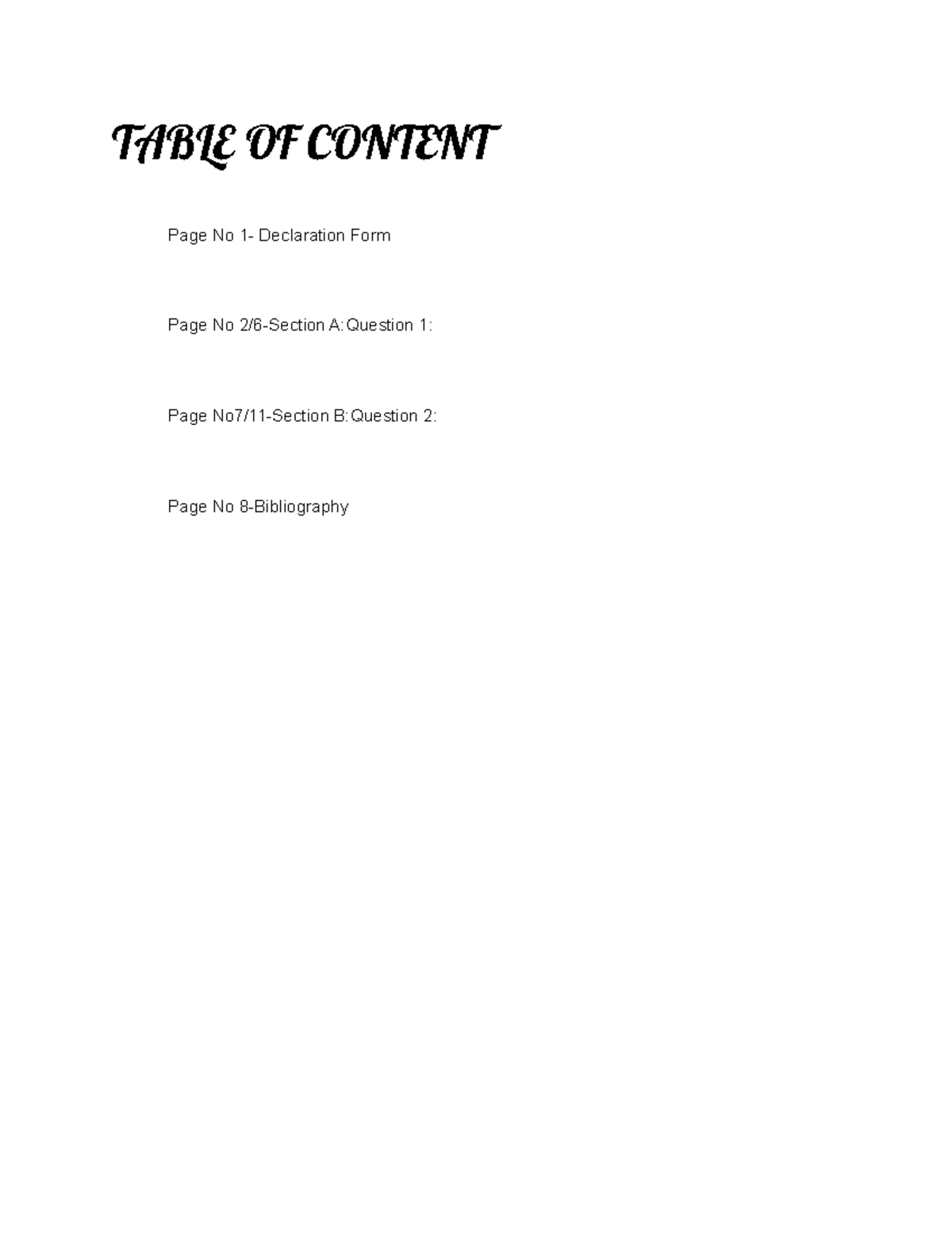 TAM 2601OCT NOV Portfolio - TABLE OF CONTENT Page No 1- Declaration ...