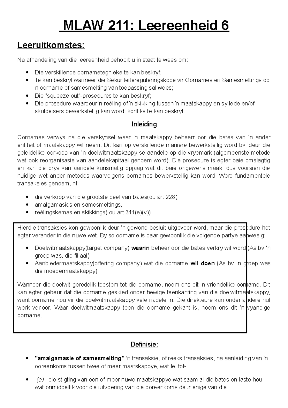 MLAW 211 Leereenheid 6 - Study unit 6 of MLAW 211 - MLAW 211 ...