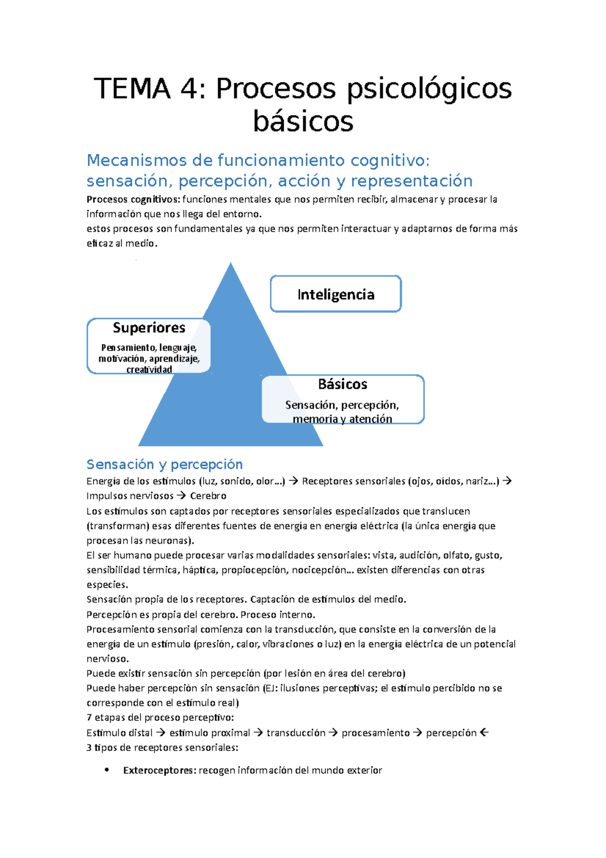 Tema 4: Procesos psicológicos básicos - TEMA 4: Procesos psicológicos básicos Mecanismos de ...