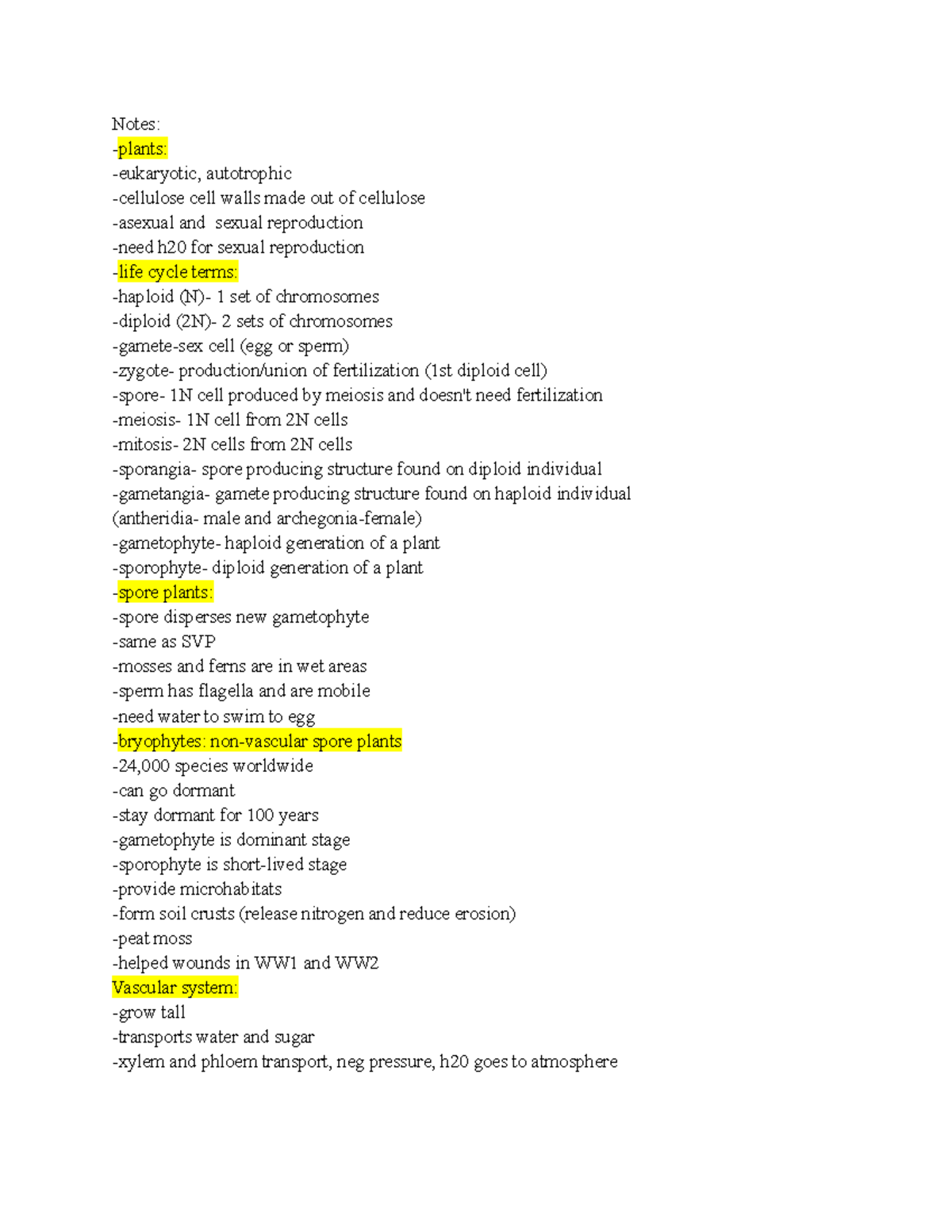 Pre Lab 9-Monica Bock - Pre-lab Work for Bio Lab 182 - Notes: -plants ...