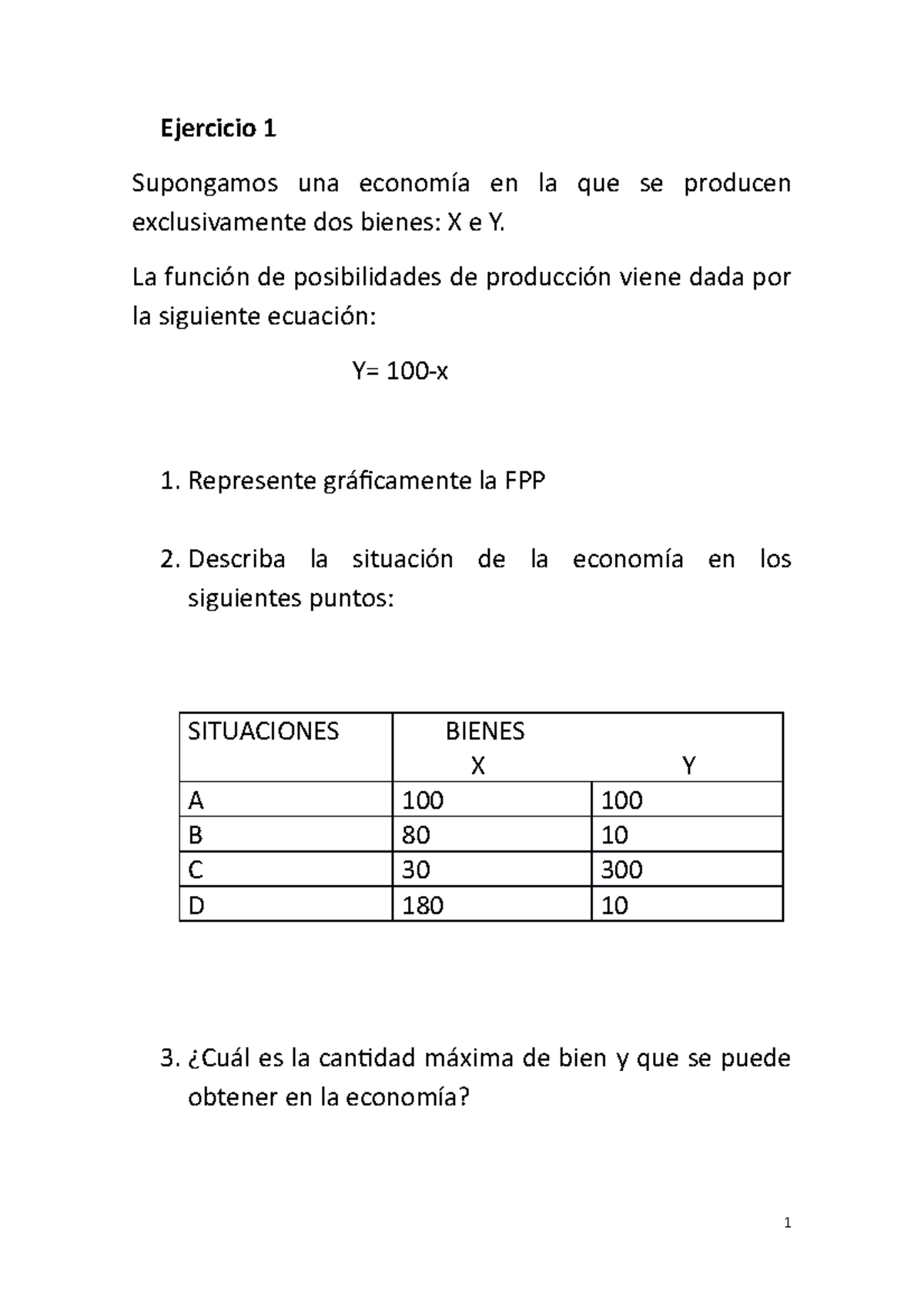 Ejercicio FPP - economía derecho (1 curso) - Ejercicio 1 Supongamos una ...