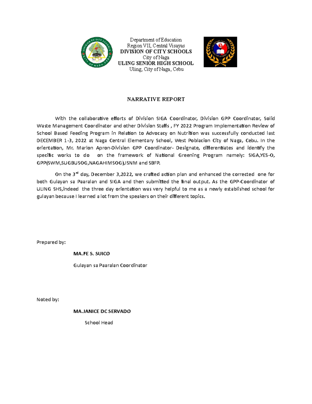 Narrative gpp - Department of Education Region VII, Central Visayas ...
