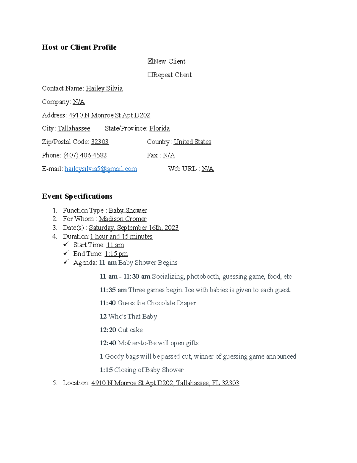 Client Interview Form - Host or Client Profile ☒New Client ☐Repeat ...