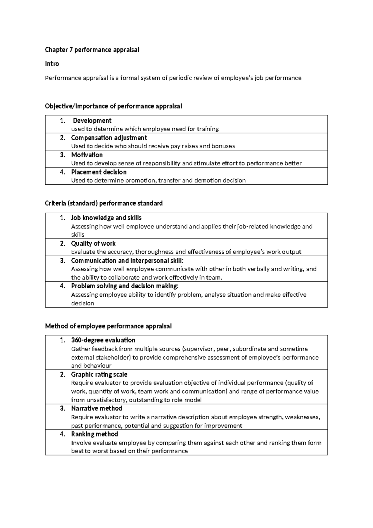 Chapter 7 performance appraisal - Chapter 7 performance appraisal Intro Performance appraisal is ...