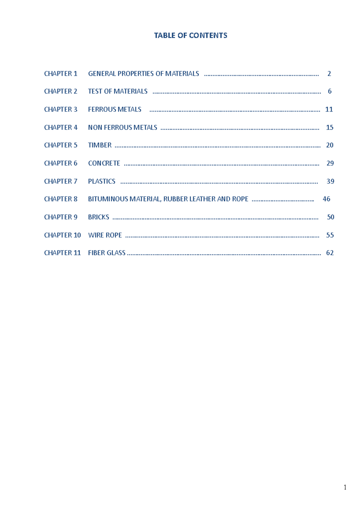 Engineering-Materials - TABLE OF CONTENTS CHAPTER 1 GENERAL PROPERTIES ...