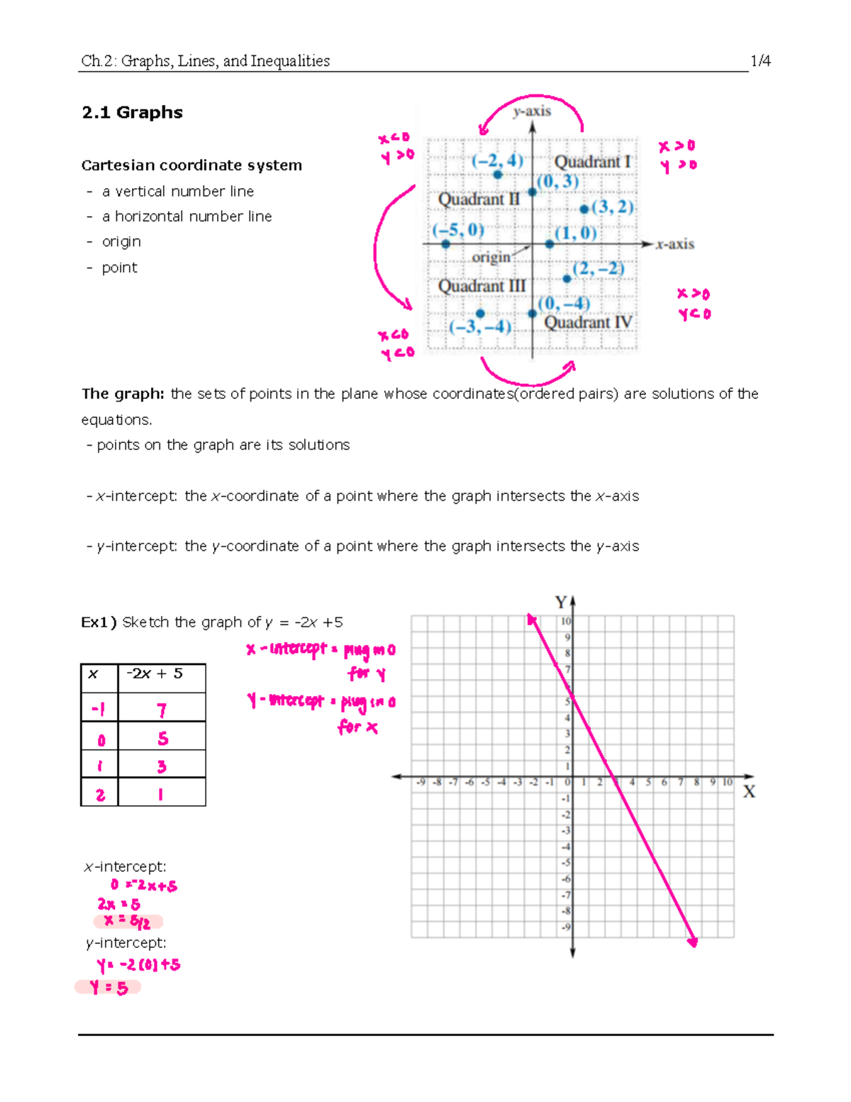 Ch. 2.1 graphs - professor: Zhang - Ch: Graphs, Lines, and Inequalities ...
